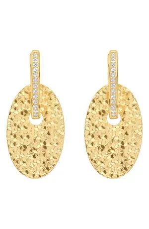 ATHRA LUXE Dolce Sole Oval Drop Huggie Hoop Earrings - Gold