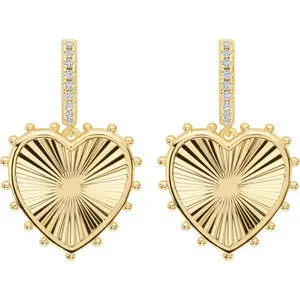 ATHRA LUXE Fluted Heart Drop Hoop Earrings - Gold