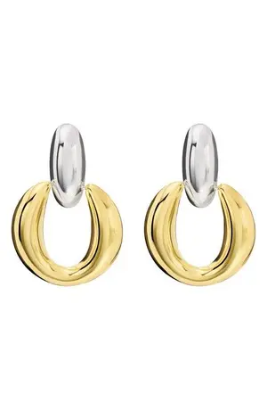 ATHRA LUXE Dolce Sole Two-tone Door Knocker Earrings - Silver