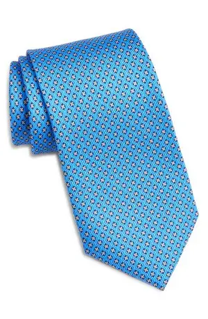 Nordstrom Floral Silk Neck Tie Blue