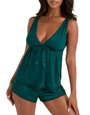 ADORE ME Starsha Pajama Tank & Shorts Sleep Set - Dark Green