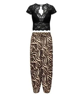 ADORE ME Lace Top And Satin Pant Set