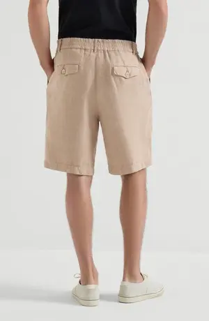 Brunello Cucinelli Linen Bermuda Shorts - Camel