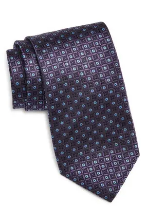 Canali Medallion Silk Necktie - Purple