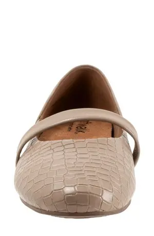 Softwalk Samara Mary Jane Flat - Taupe Croco