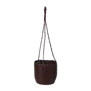 STORIED HOME Hanging Seagrass Basket/planter - Purple