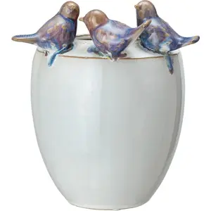 STORIED HOME 3d Birds Stoneware Planter/vase - White