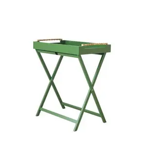 STORIED HOME Verdant Wood-handled Folding Tray Table - Green