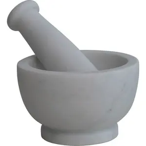 STORIED HOME Marble Mortar And Pestle - White