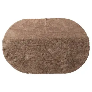 STORIED HOME Modern Oval Cotton Tufted Rug - Brown