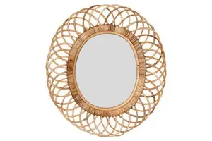 STORIED HOME Wood Oval Wall Mirror - Brown