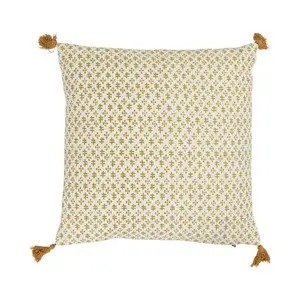 STORIED HOME Cotton Pillow - Yellow