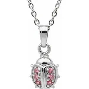MIA BELLE GIRLS Sterling Silver Ladybug Pendant Necklace - Metallic Silver
