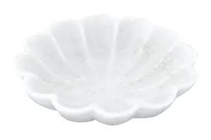 STORIED HOME Carved Marble Dish - White