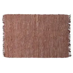 STORIED HOME Farmhouse Jute And Leather Chindi Rug - Orange