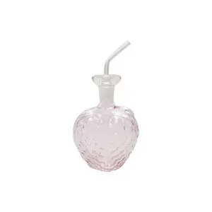 STORIED HOME Glass Strawberry Shaped Oil Cruet With Stopper - Pink