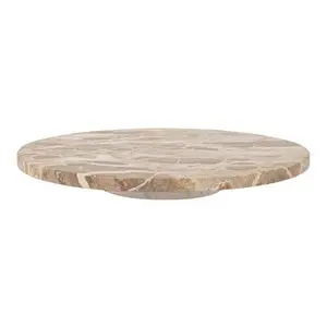 STORIED HOME Scandinavian Round Marble Lazy Susan - White