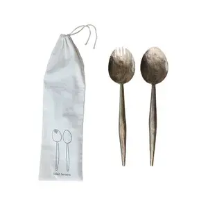 STORIED HOME Forged Salad Server Set - Gold