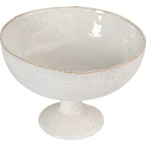 STORIED HOME Footed Organic Shaped Stoneware Bowl - White