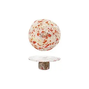 STORIED HOME Confetti Glass Pedestal - Orange