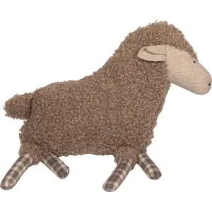 STORIED HOME Faux Sheep Shaped Pillow - Brown