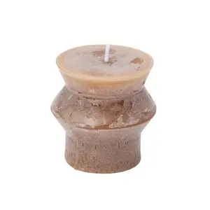 STORIED HOME Unscented Pillar Candle - Brown