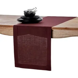SOLINO HOME Linen Table Runnerclassic Hemstitch - Burgundy