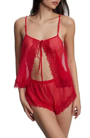 SKARLETT BLUE Entice Sheer Tap Pants - Bright Cherry