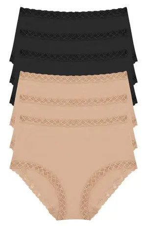 Natori Bliss Supima Cotton Full Brief 6-pack - Black/blck/blck/cafe/cafe/cafe