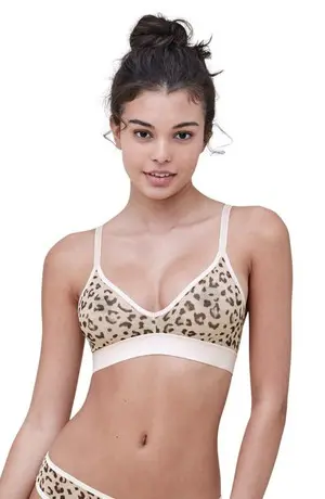 SKARLETT BLUE Spellbound Sheer Plunge Wireless Bralette - Leo Leopard