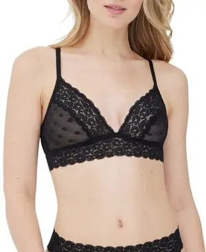 SKARLETT BLUE Dare Dot Pattern Plunge Bralette - Black
