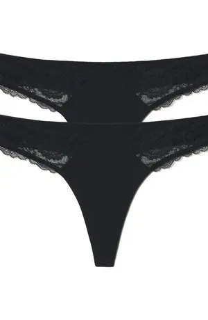 SKARLETT BLUE Minx Lace Thong 2-pack - Black