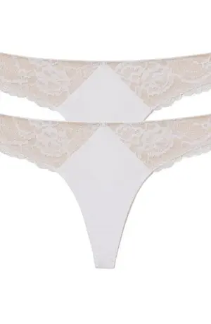 SKARLETT BLUE Minx Lace Thong 2-pack - White/nylon