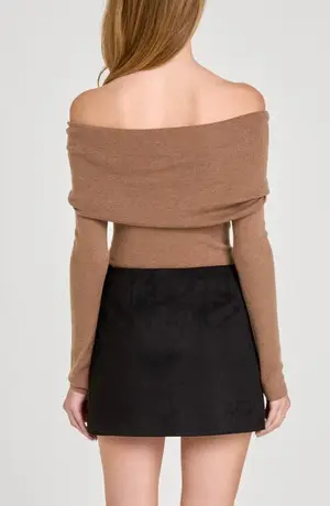 WAYF Alice Off-the-shoulder Sweater - Mocha