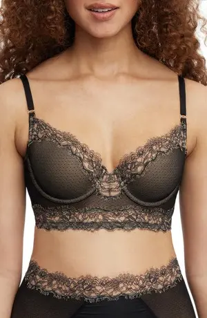 SKARLETT BLUE Entice Longline Underwire Bra - Black/nylon