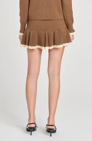 WAYF Ginger Lace Trim Knit Skirt