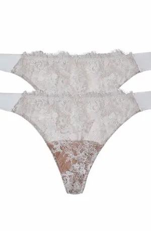 SKARLETT BLUE Entice Lace Front Thong 2-pack White/nylon