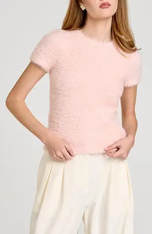 WAYF Hannah Short Sleeve Sweater - Tea Rose