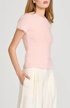 WAYF Hannah Short Sleeve Sweater - Tea Rose