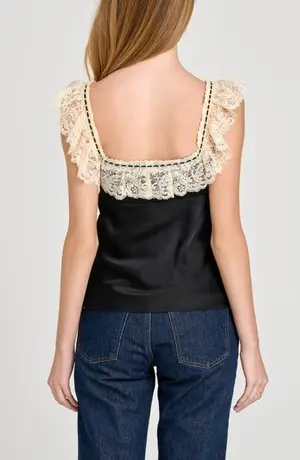 WAYF Ella Lace Trim Camisole - Black