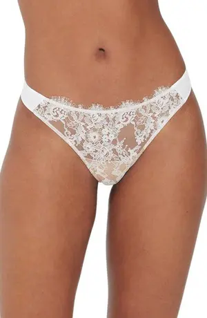 SKARLETT BLUE Entice Lace Front Thong - White/nylon