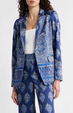 Kobi Halperin Maeve Paisley Print Satin Jacket - Indigo Multi