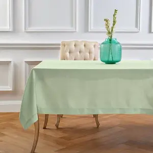 SOLINO HOME Linen Table Throwclassic Hemstitch Light Green