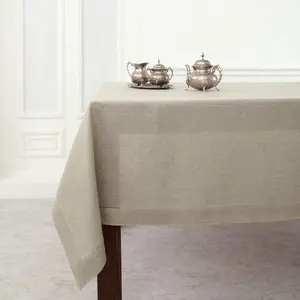 SOLINO HOME Linen Table Throwclassic Hemstitch Natural