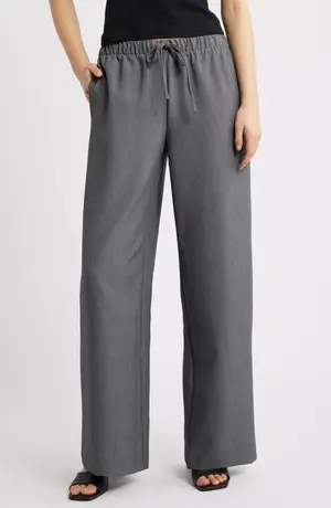 OPEN EDIT Icon Pull-on Wide Leg Pants - Grey Magnet