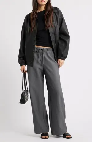 OPEN EDIT Icon Pull-on Wide Leg Pants - Grey Magnet