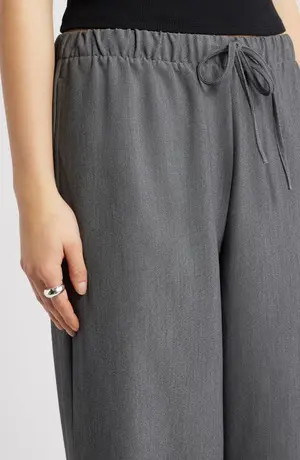 OPEN EDIT Icon Pull-on Wide Leg Pants - Grey Magnet