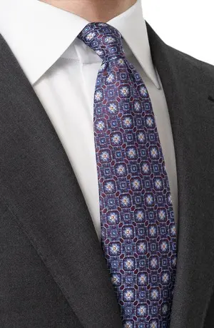 Eton Floral Medallion Silk Jacquard Tie