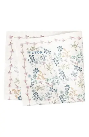 Eton Botanical Print Oxford Silk Pocket Square - Multi