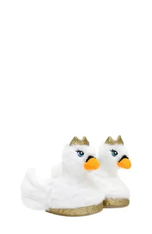 ROBEEZ® Swan Princess Light-up Faux Fur Slipper - White